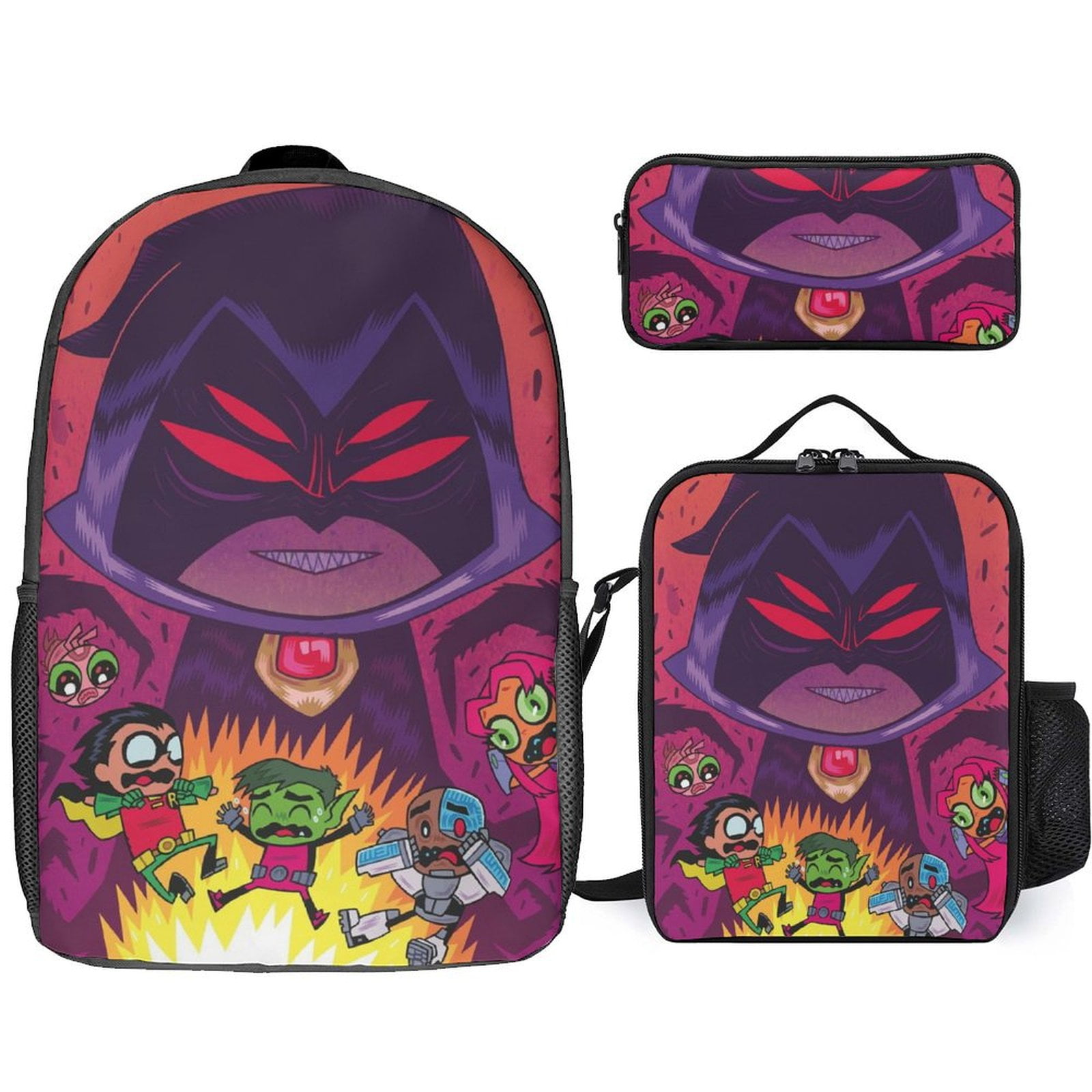 Teen Titans Go Poster Schoolbag With Lunch Bag Pencil Case Set Unisex ...