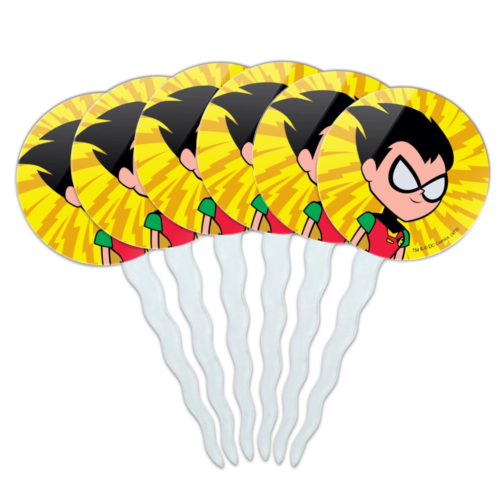 Teen Titans Go! Robin Cupcake Picks Toppers Decoration Set of 6 ...