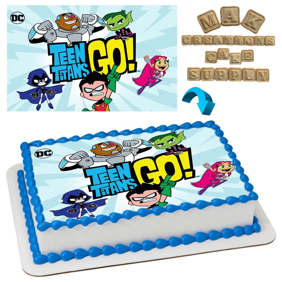 Teen Titans Go Super Heroes Birthday Cake Topper, by MAK Creations Cake ...