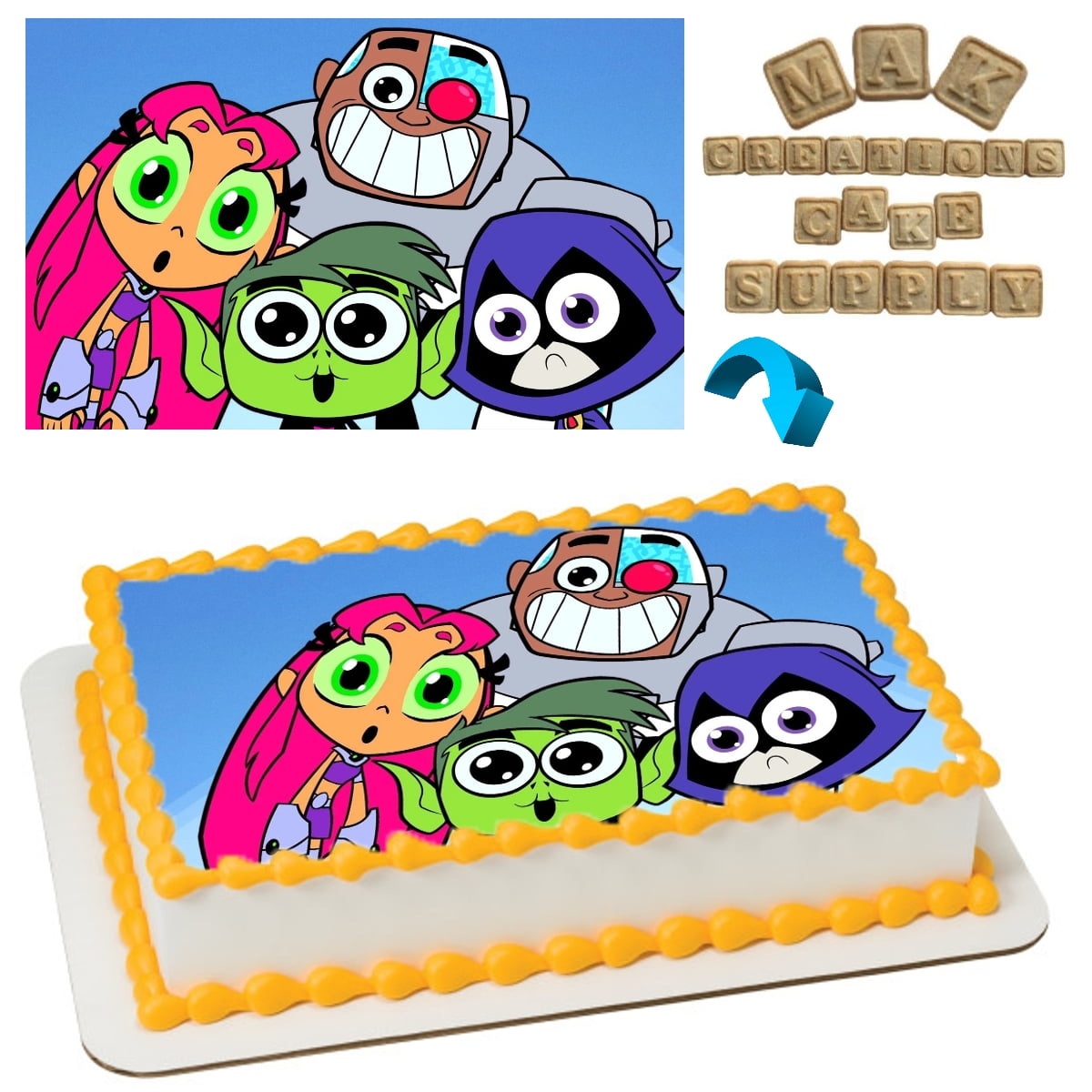Teen Titans Go! Surprise! Superheroes Edible 1/4 Sheet Cake Topper ...