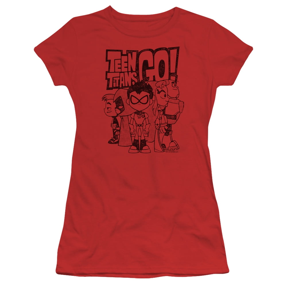 Teen Titans Go Team Up S/S Junior Women's T-Shirt Sheer Red - Walmart.com