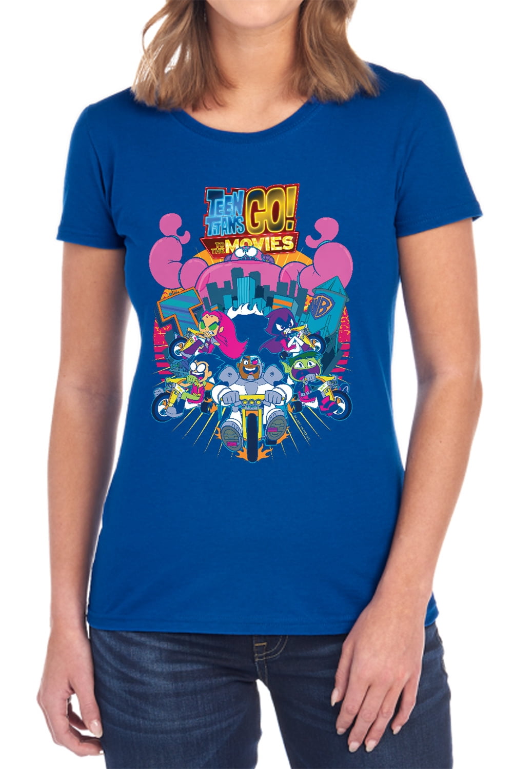 Teen Titans Go to The Movies Burst Through Women's T Shirt, Royal ...