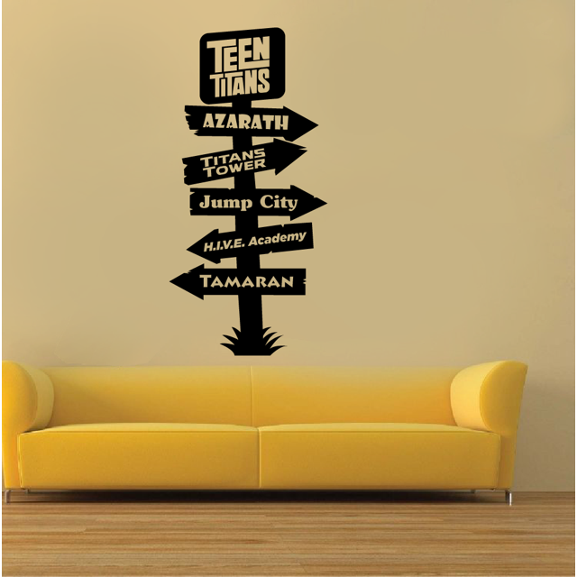Teen Titans Tower Pathway Signage Cartoons Cartoon Wall Sticker Art ...