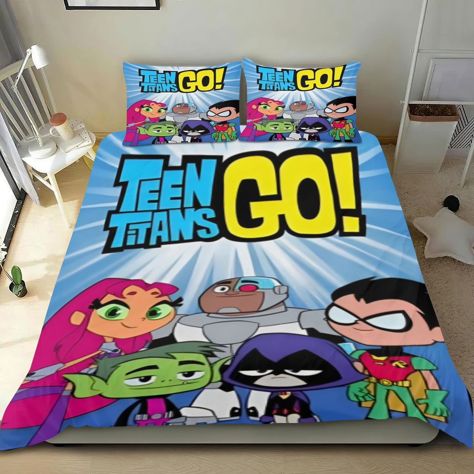 Teen Titans thin bedding set has an iconic print,One duvet cover and ...