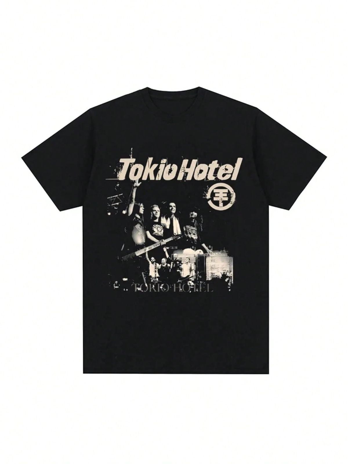 Teen pop rock band Tokio Hotel t-shirt, street style art collage, black ...