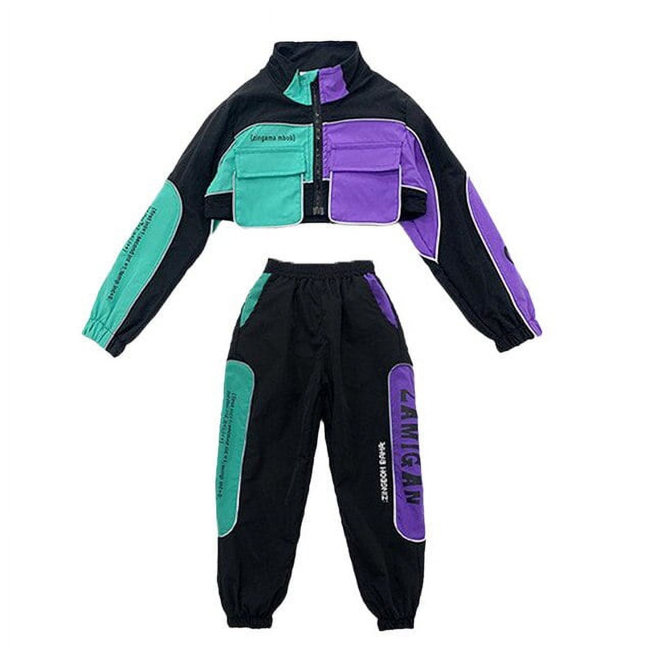 Teenage Girls Fashion Patchwork Color Clothes Streetwear Tracksuit ...