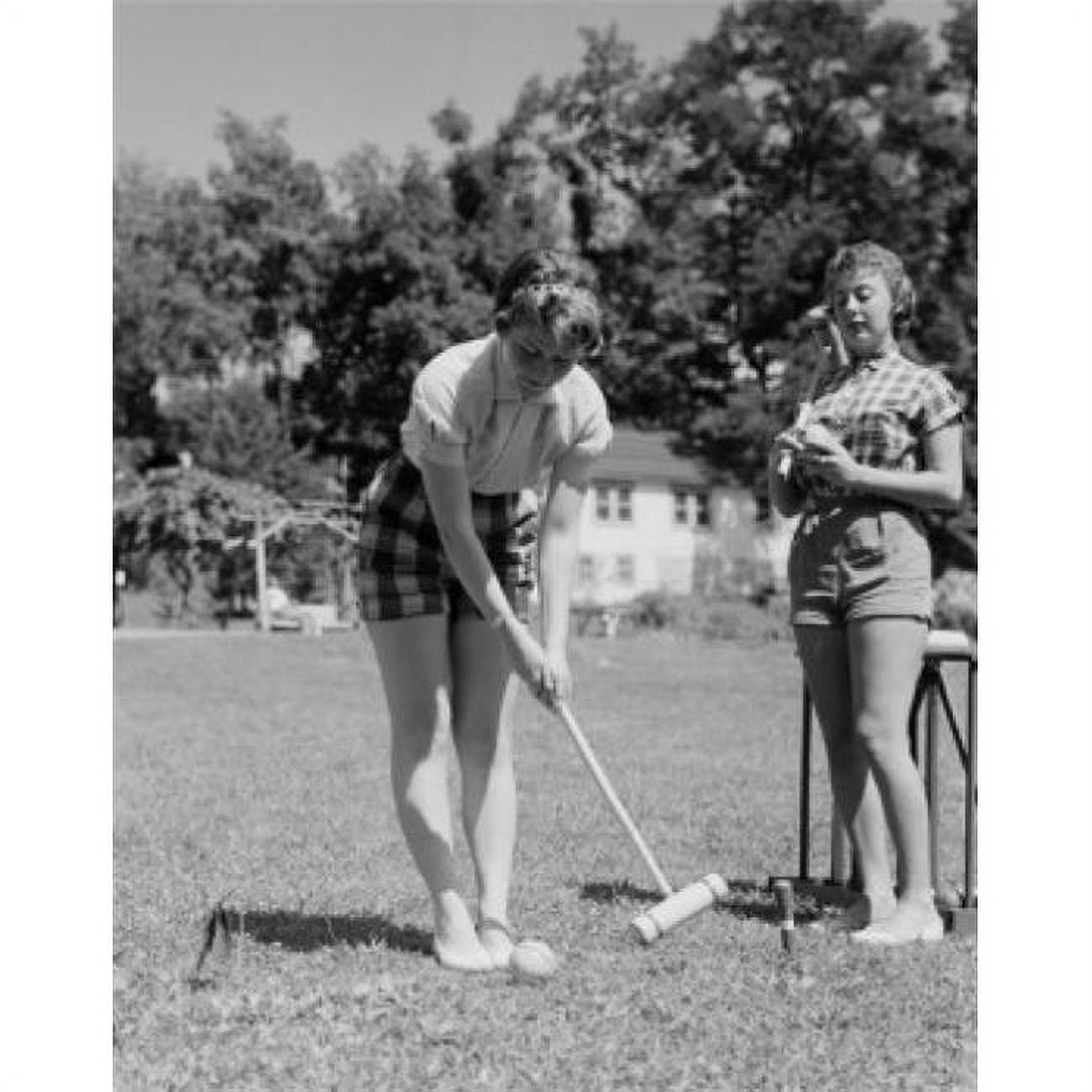 Teenage Girls Playing Croquet Poster Print - 18 x 24 in. - Walmart.com