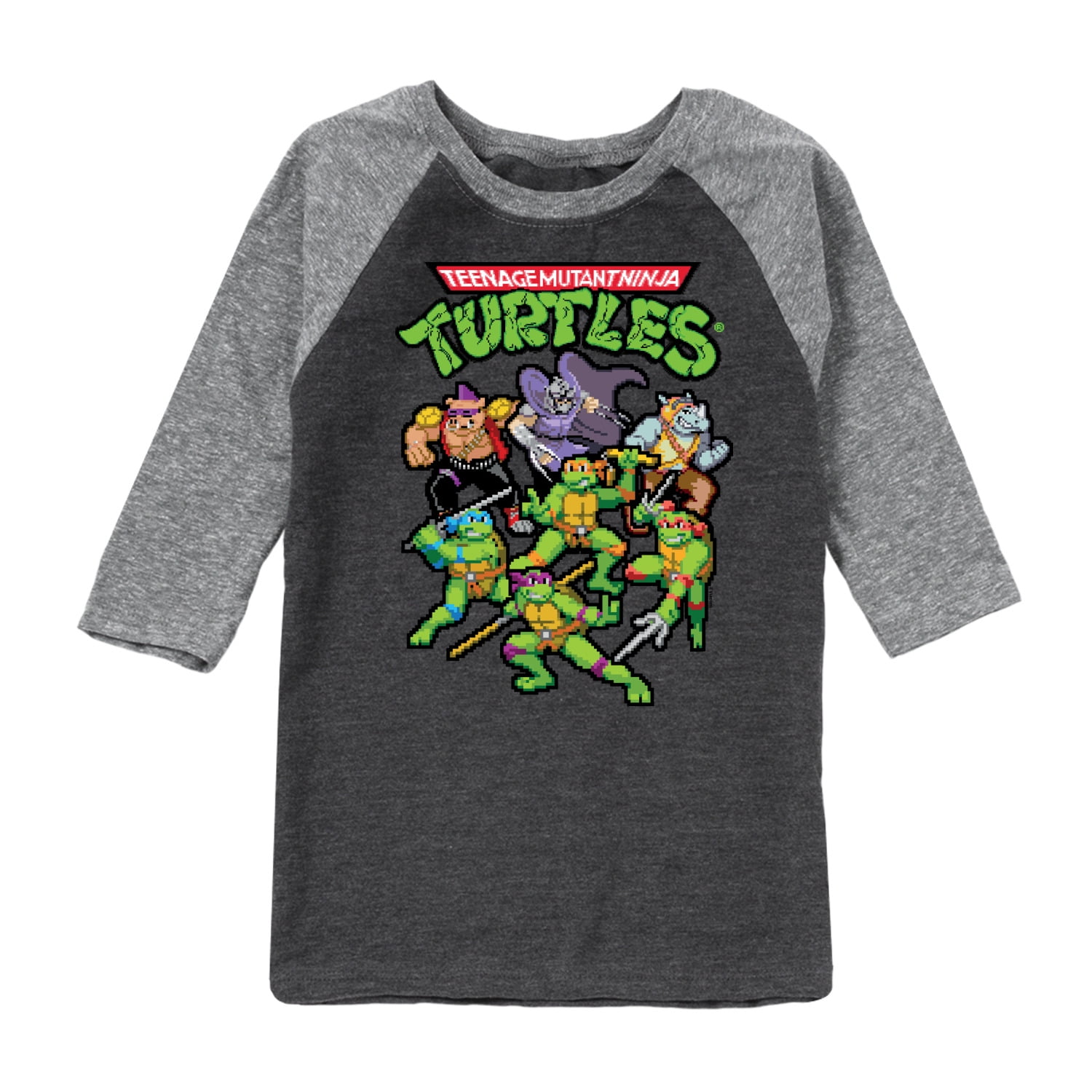 Teenage Muntant Ninja Turtles - Pixel Gaming Group - Toddler And Youth Raglan Graphic T-Shirt ...