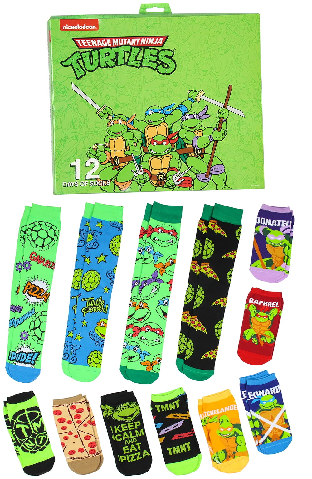 TMNT Kids & Adults 12 Days of Socks - Ankle & Crew Character Designs ...