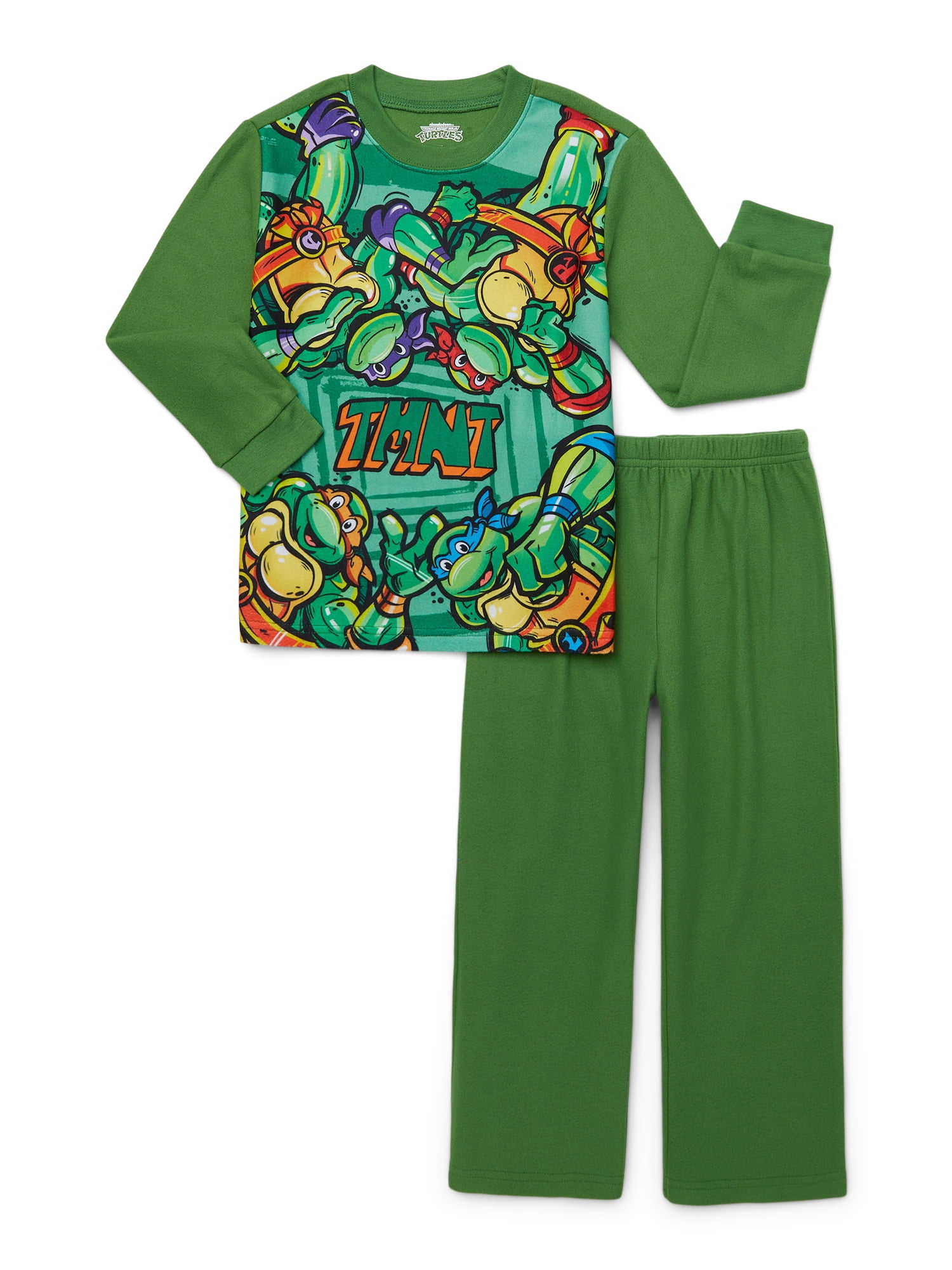 Teenage Mutant Ninja Turtles Boys Long Sleeve Top and Pants Pajama Set, 2-Piece, Sizes 4-12 ...