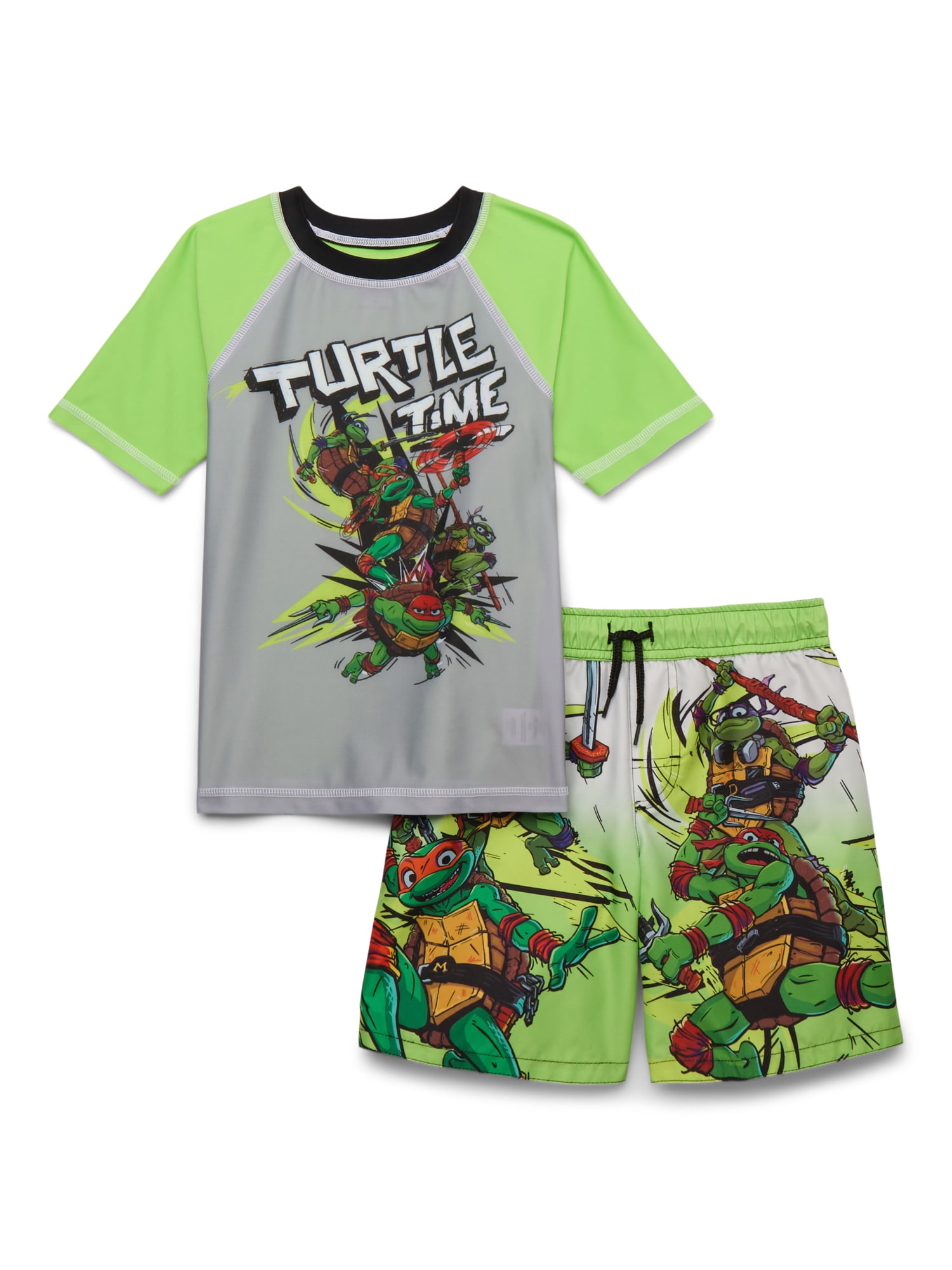 Teenage Mutant Ninja Turtles Boys' Rash Guard and Swim Trunks Set with ...