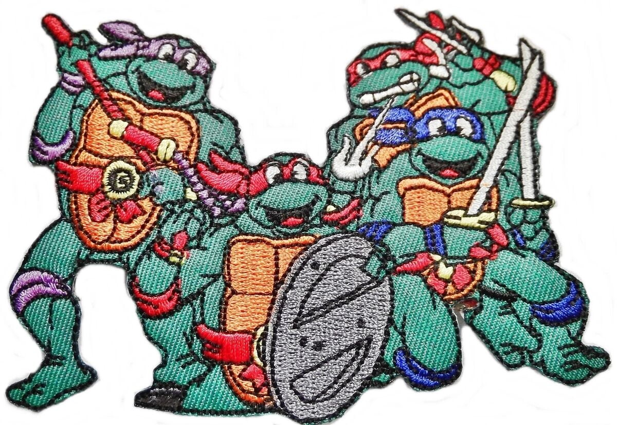 Teenage Mutant Ninja Turtles Characters Pose 4" Wide Embroidered Patch ...