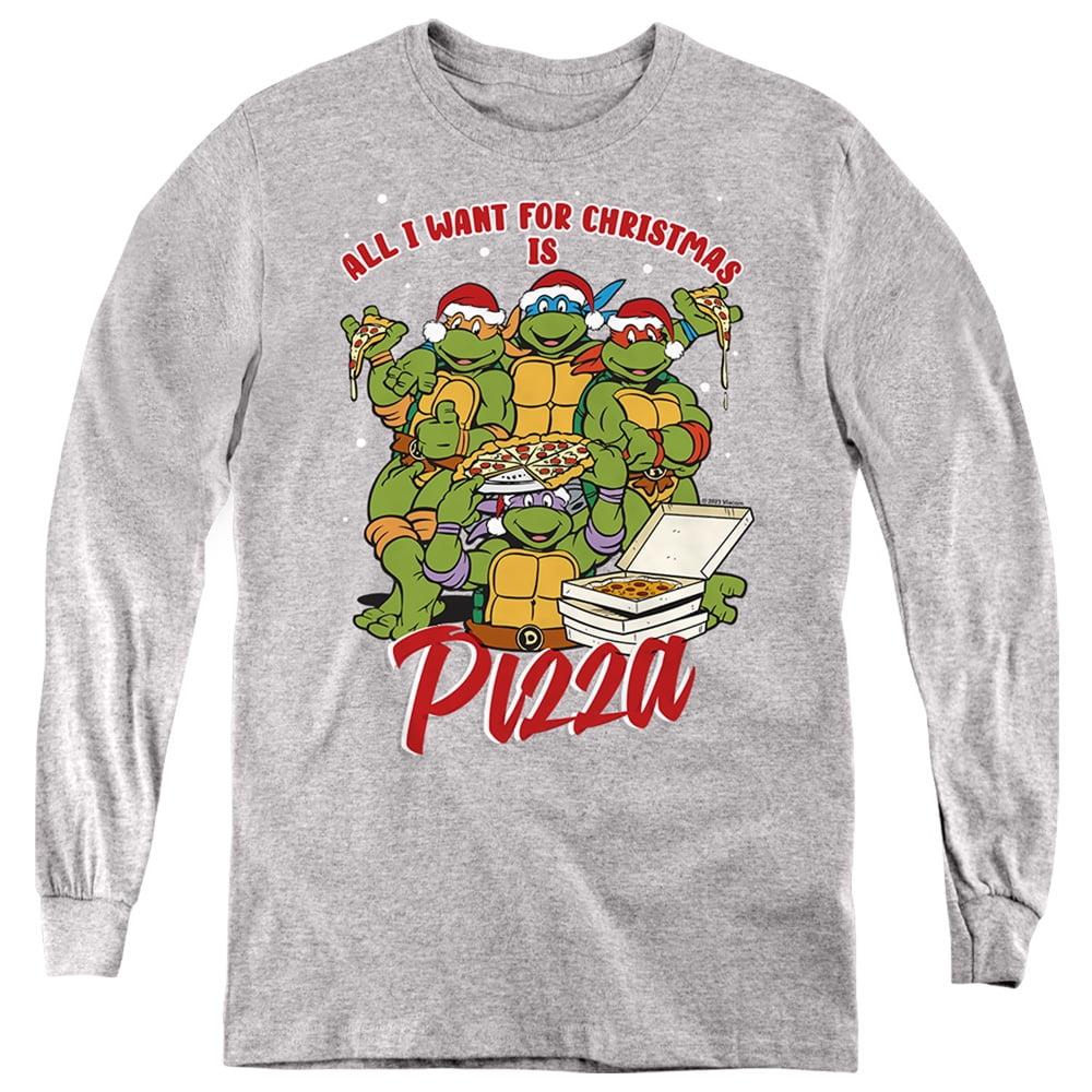 Teenage Mutant Ninja Turtles Christmas Pizza Kids Long Sleeve T-Shirt ...