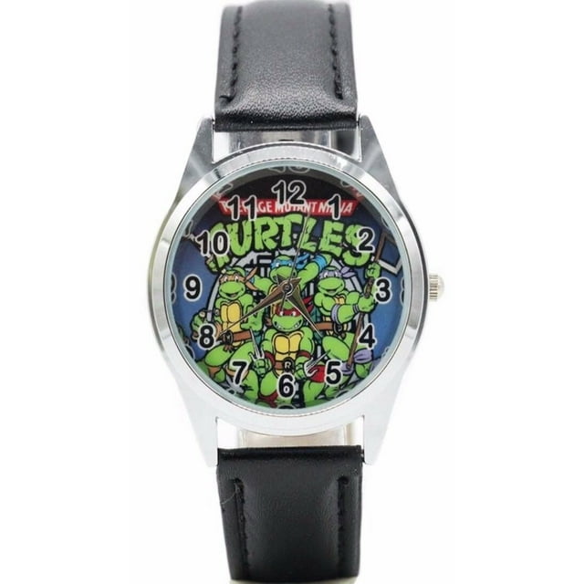 Teenage Mutant Ninja Turtles TMNT Classic Pose Watch with Black Leather ...