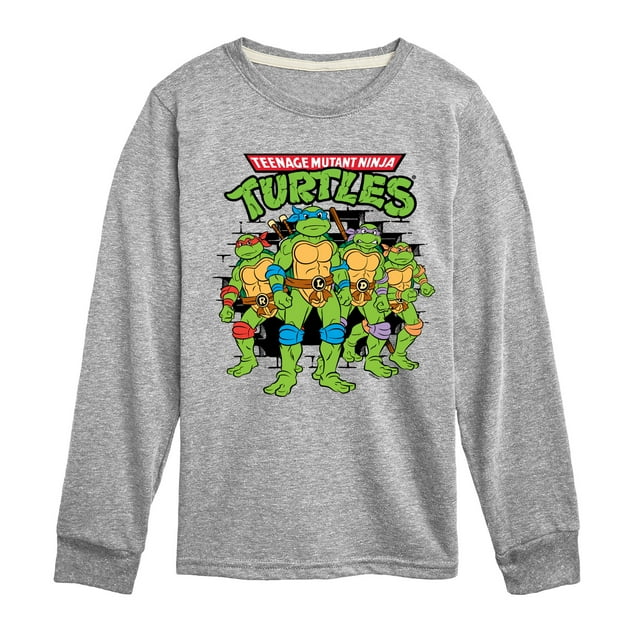 Teenage Mutant Ninja Turtles - Group Logo Brick Wall - Toddler & Youth Long Sleeve Graphic T ...