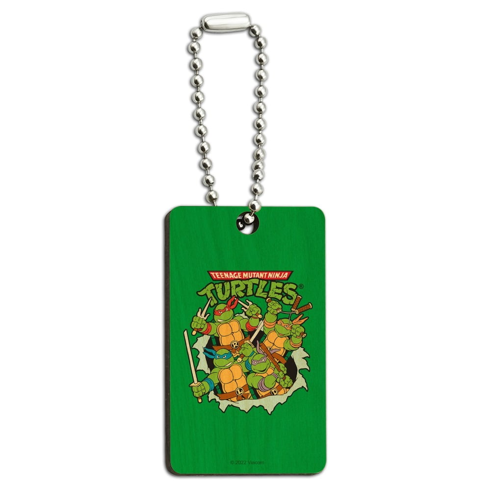 Teenage Mutant Ninja Turtles Group Retro Wood Wooden Rectangle Keychain ...