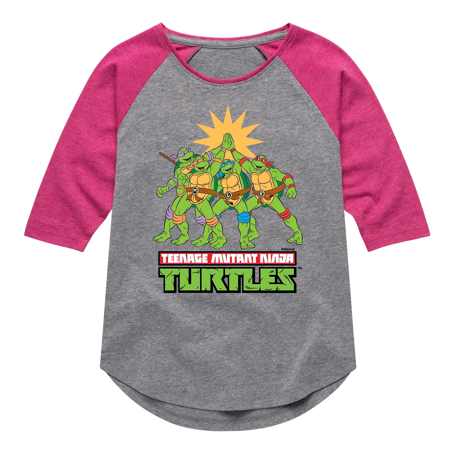 Teenage Mutant Ninja Turtles - High Five - Girls Shirt Tail Raglan ...