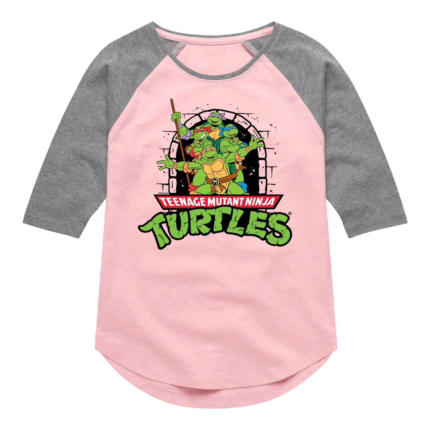 Teenage Mutant Ninja Turtles - Logo Character Group - Toddler & Youth Girls Raglan Graphic T ...