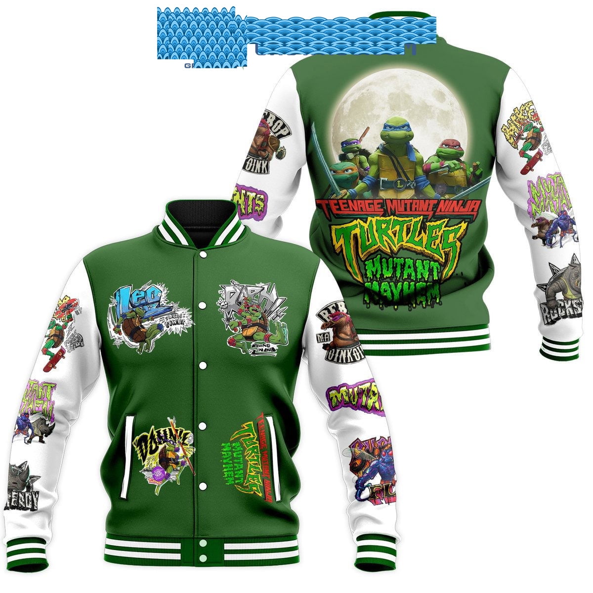 Teenage Mutant Ninja Turtles Mutant Mayhem Green Design Baseball Jacket ...