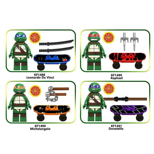 Teenage Mutant Ninja Turtles Mutant Mayhem Building Block Figure x 4 ...