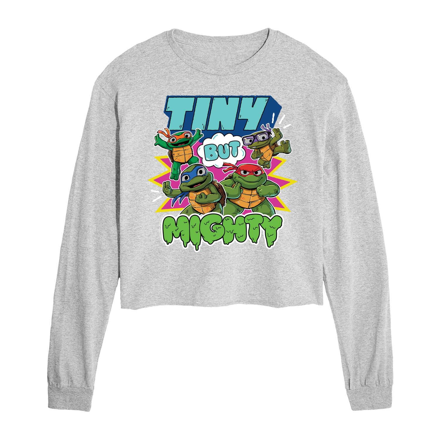 Teenage Mutant Ninja Turtles Mutant Mayhem - Tiny But Mighty - Juniors Cropped Long Sleeve T ...