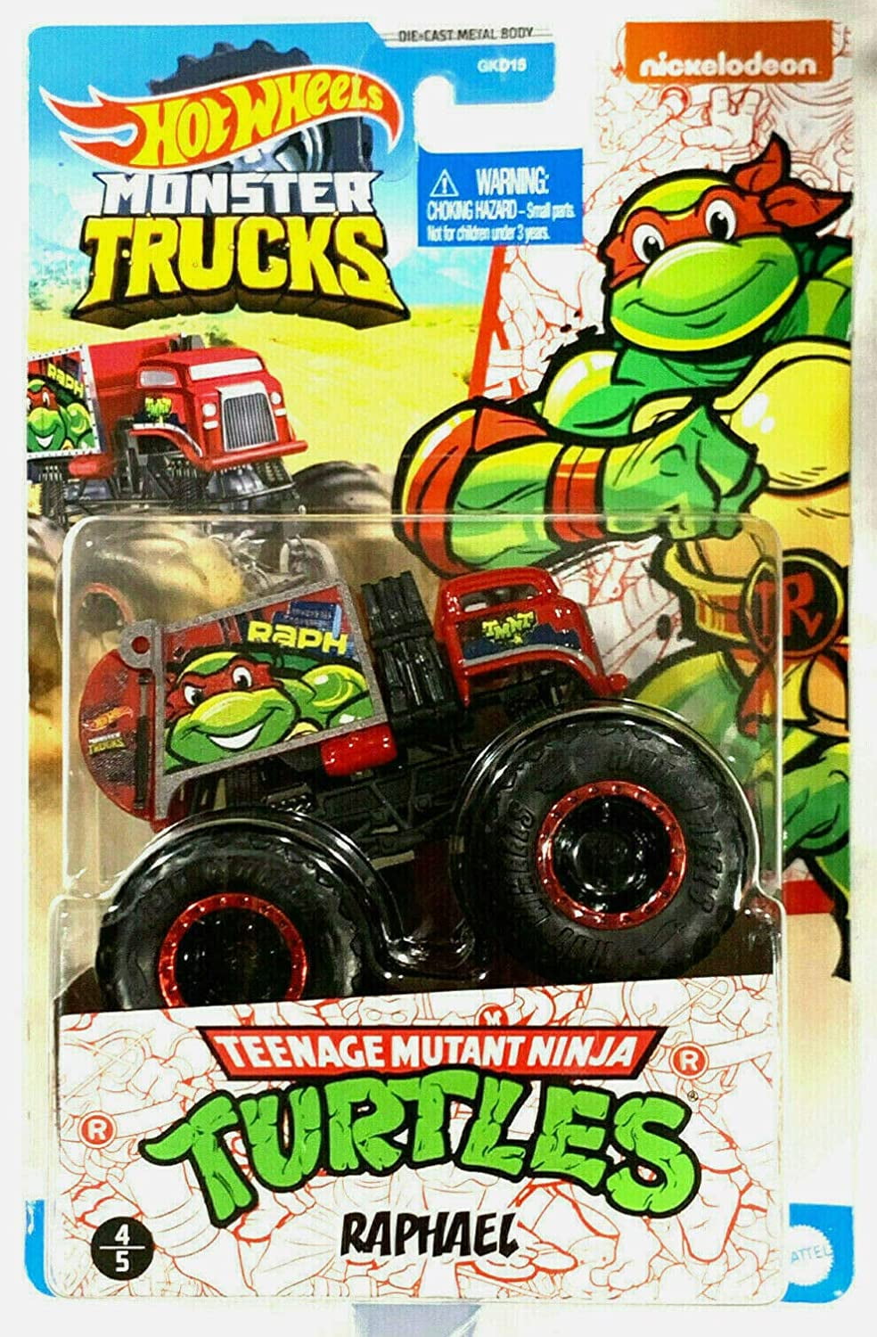 Teenage Mutant Ninja Turtles Raphael DieCast Hot Wheels Monster Trucks ...