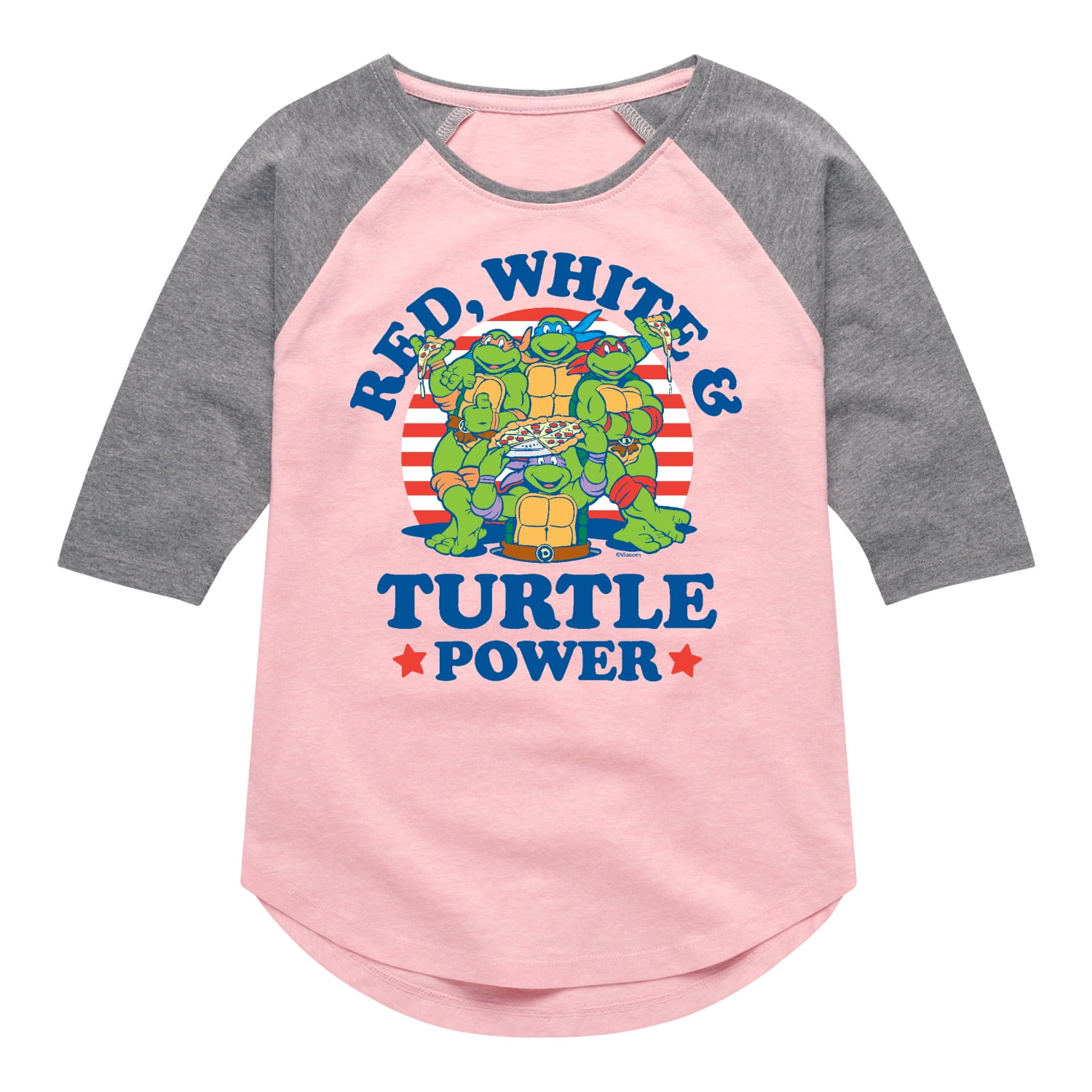 Teenage Mutant Ninja Turtles - Red White Turtle Power - Toddler & Youth Girls Raglan Tee ...