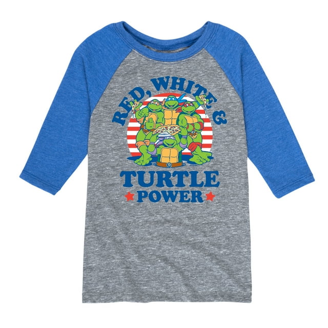 Teenage Mutant Ninja Turtles - Red White Turtle Power - Youth Raglan Tee - Walmart.com