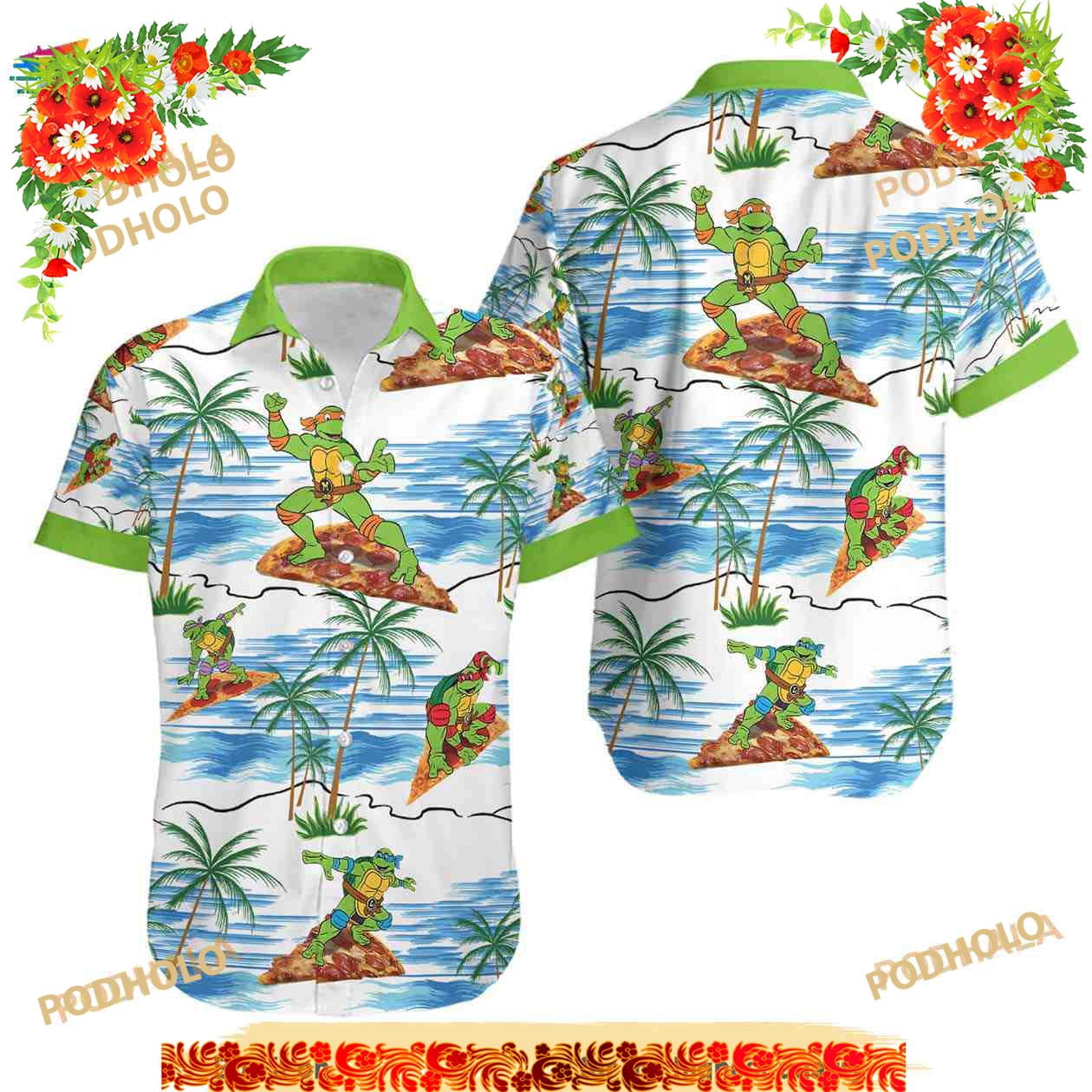 Teenage Mutant Ninja Turtles Surfing Hawaiian Shirt - Walmart.com