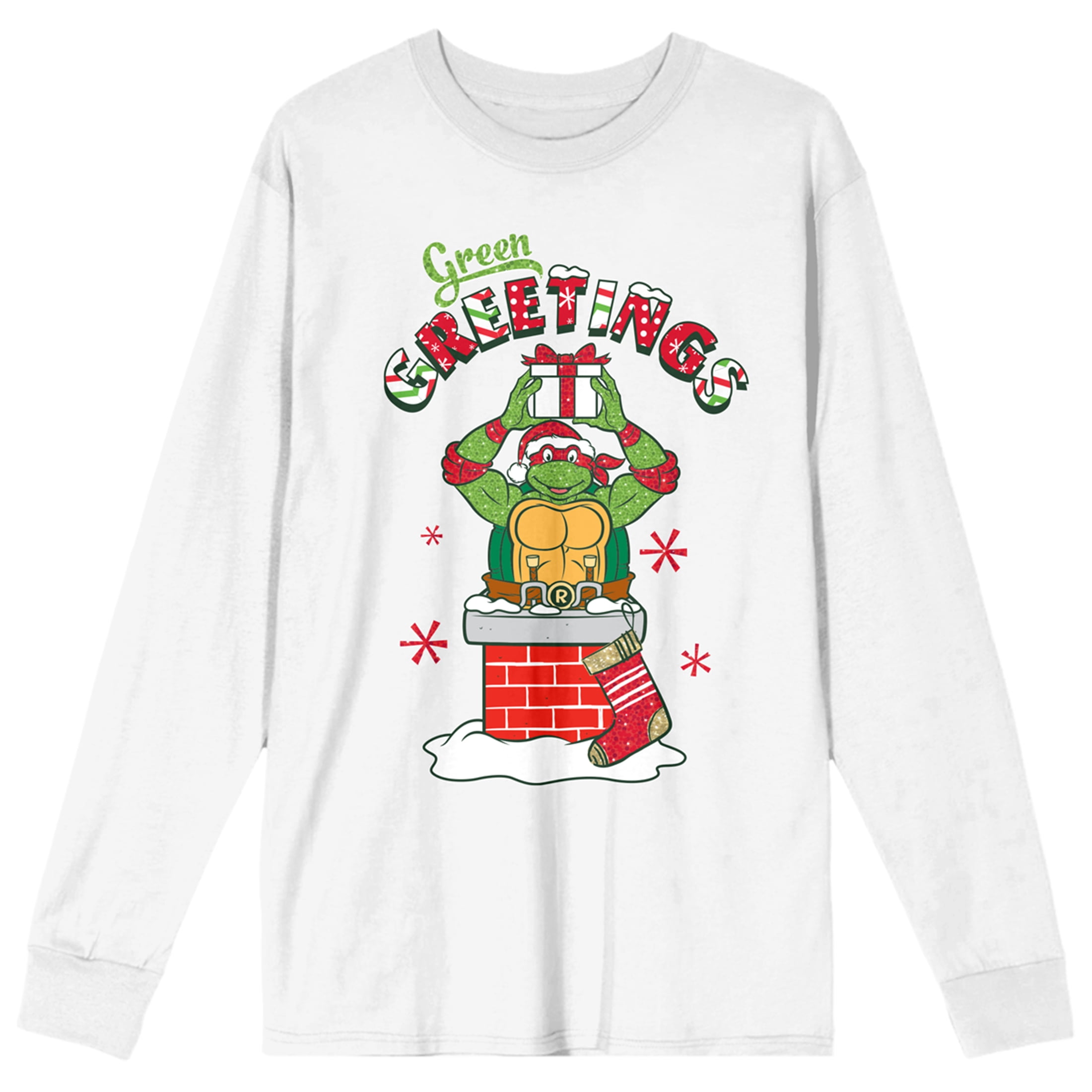 Teenage Mutant Ninja Turtles TMNT Holiday Green Greetings Women's White ...