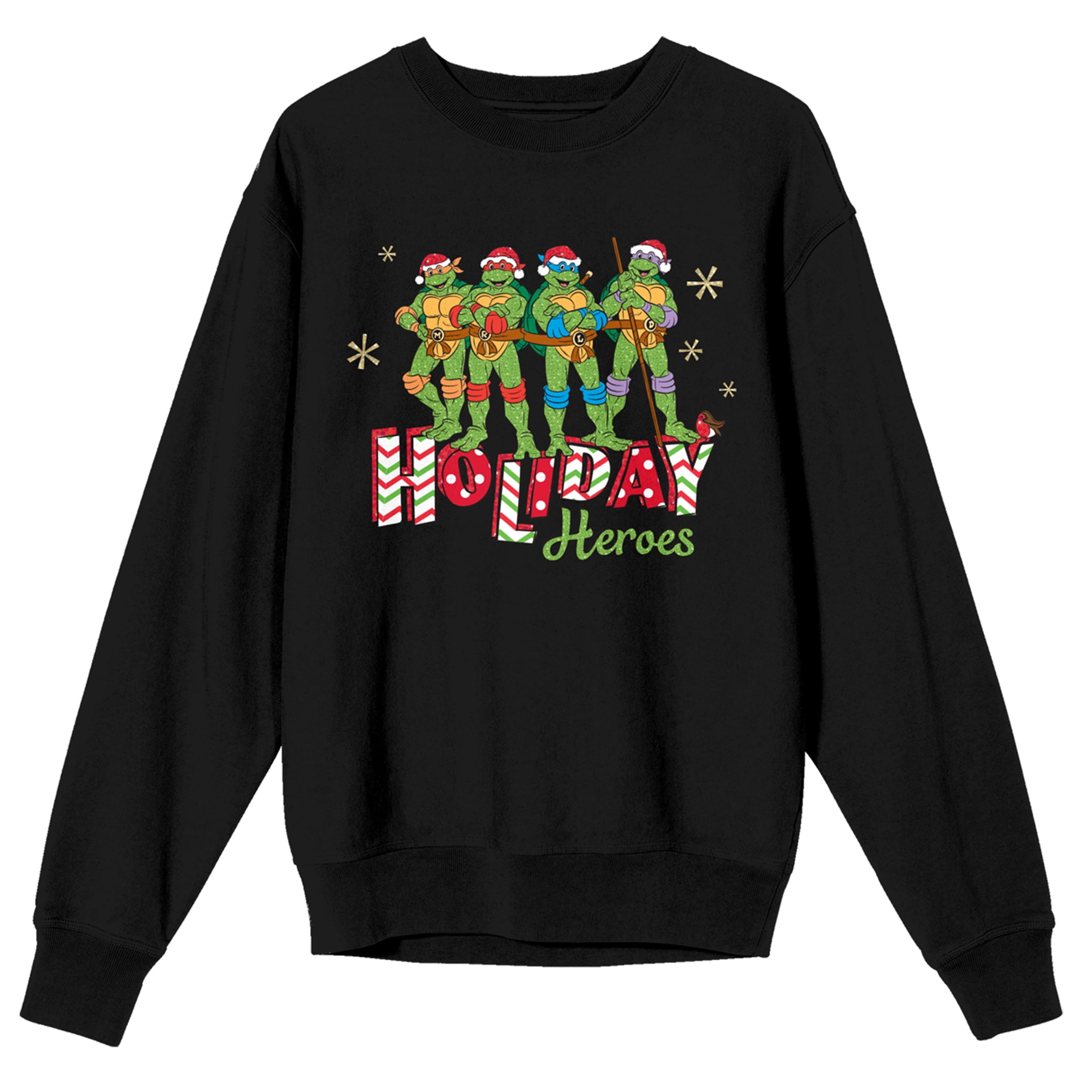 Teenage Mutant Ninja Turtles TMNT Holiday Heroes Women's Black Crew ...