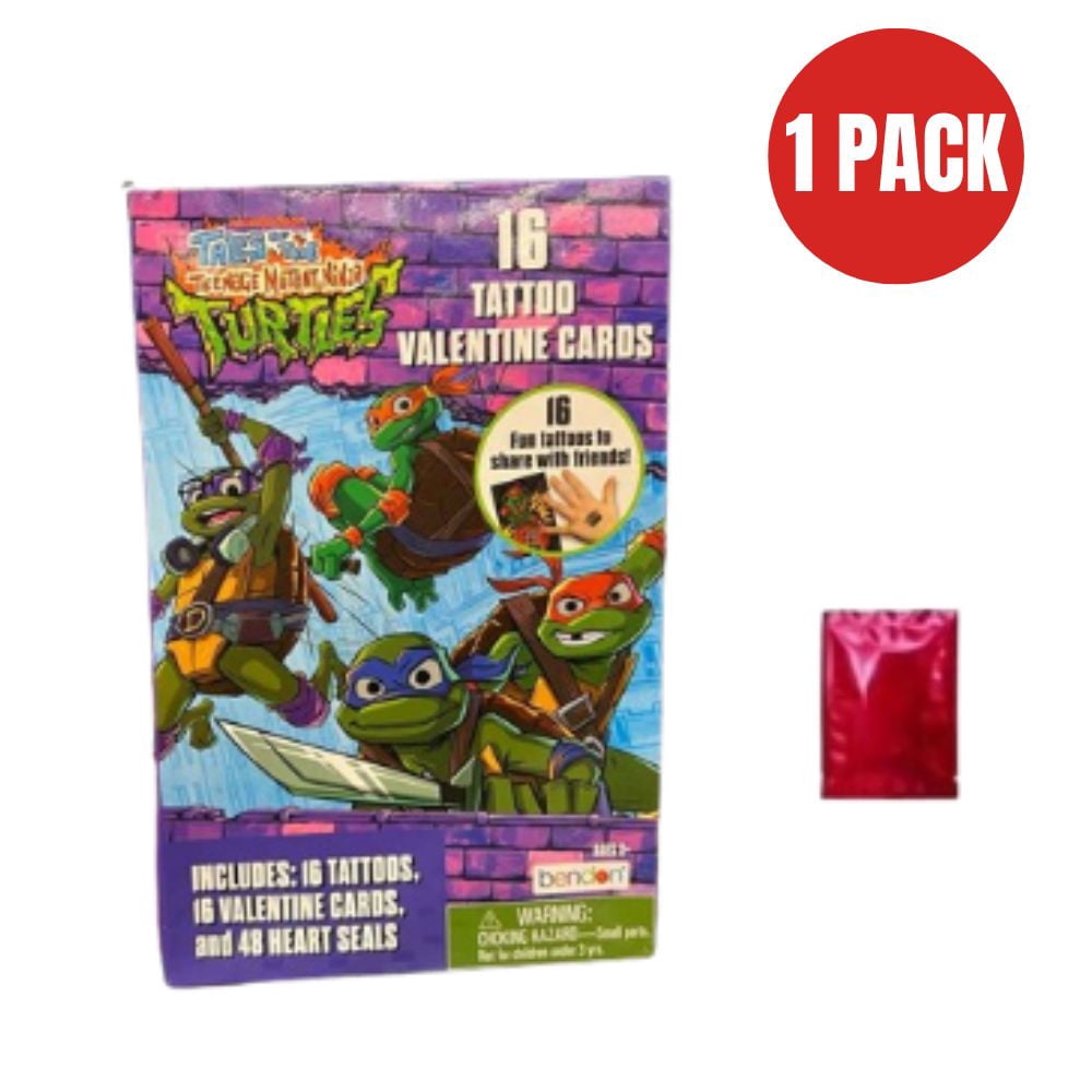 Teenage Mutant Ninja Turtles Tattoo Valentines - 16 Count Classroom ...