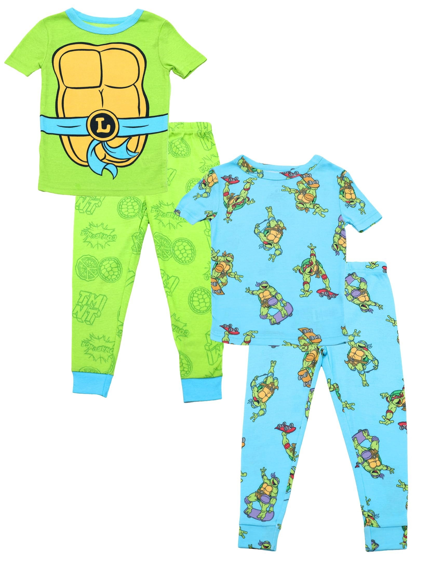 Nickelodeon Ninja Turtle Pajamas for Boys, Toddler 4 Piece Snug Fit ...