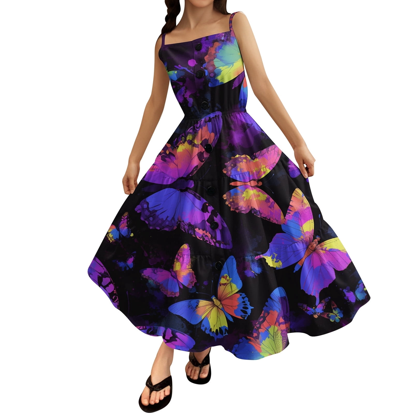 Teenagers Summer Dresses Fashion Sleeveless Black Dress for Girls ...