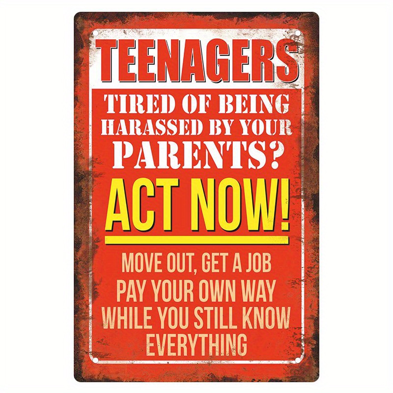 Teenagers Tired Of Being Harassed By Parents Act Now , Funny Metal Tin ...