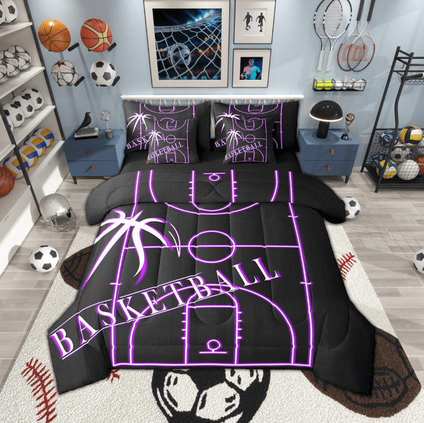 Teens Basketball Twin Comforter Set 7 Pieces Sports Bedding Comforter ...