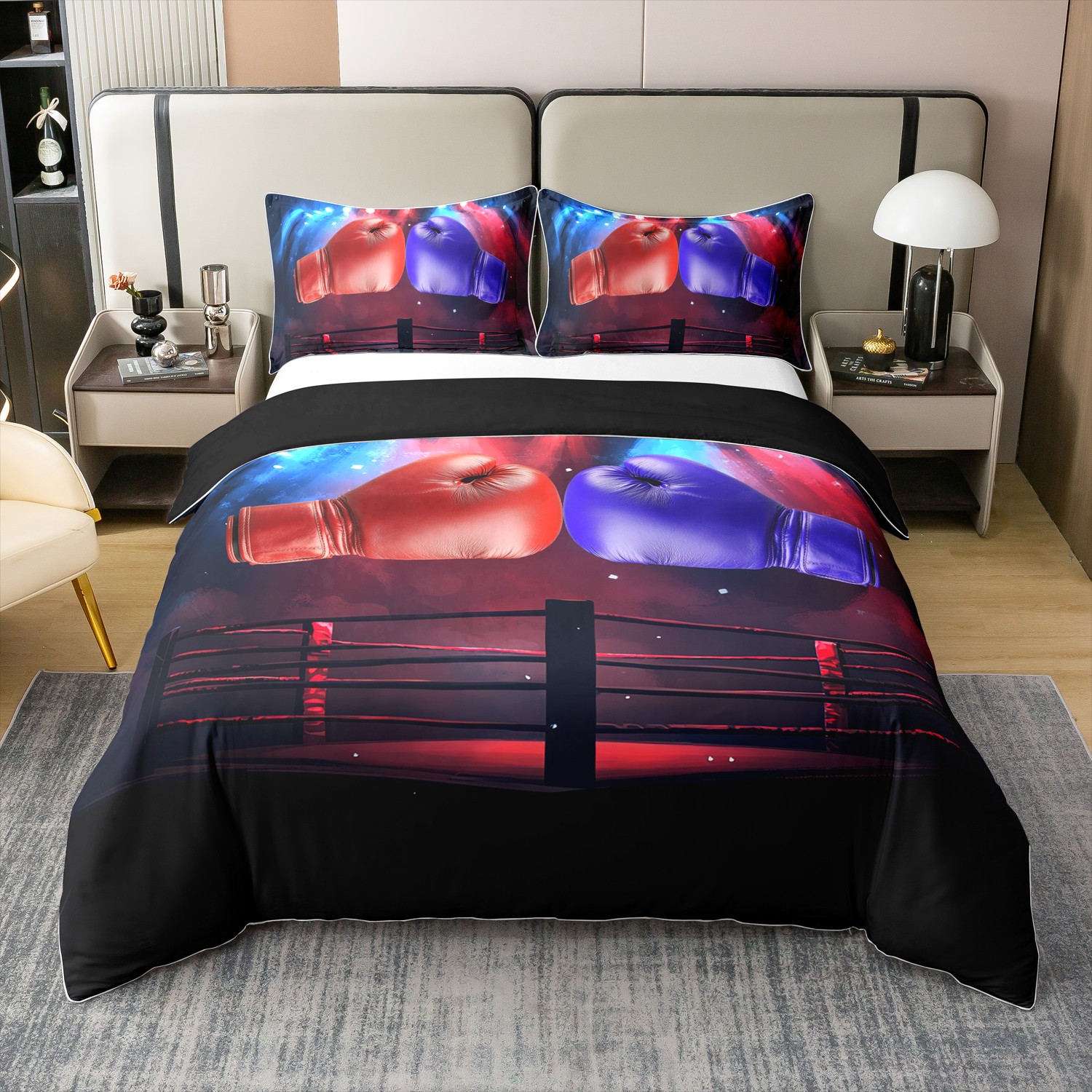 Teens Boxing 100% Natural Cotton Bedding Set Queen Size,Sports Games ...