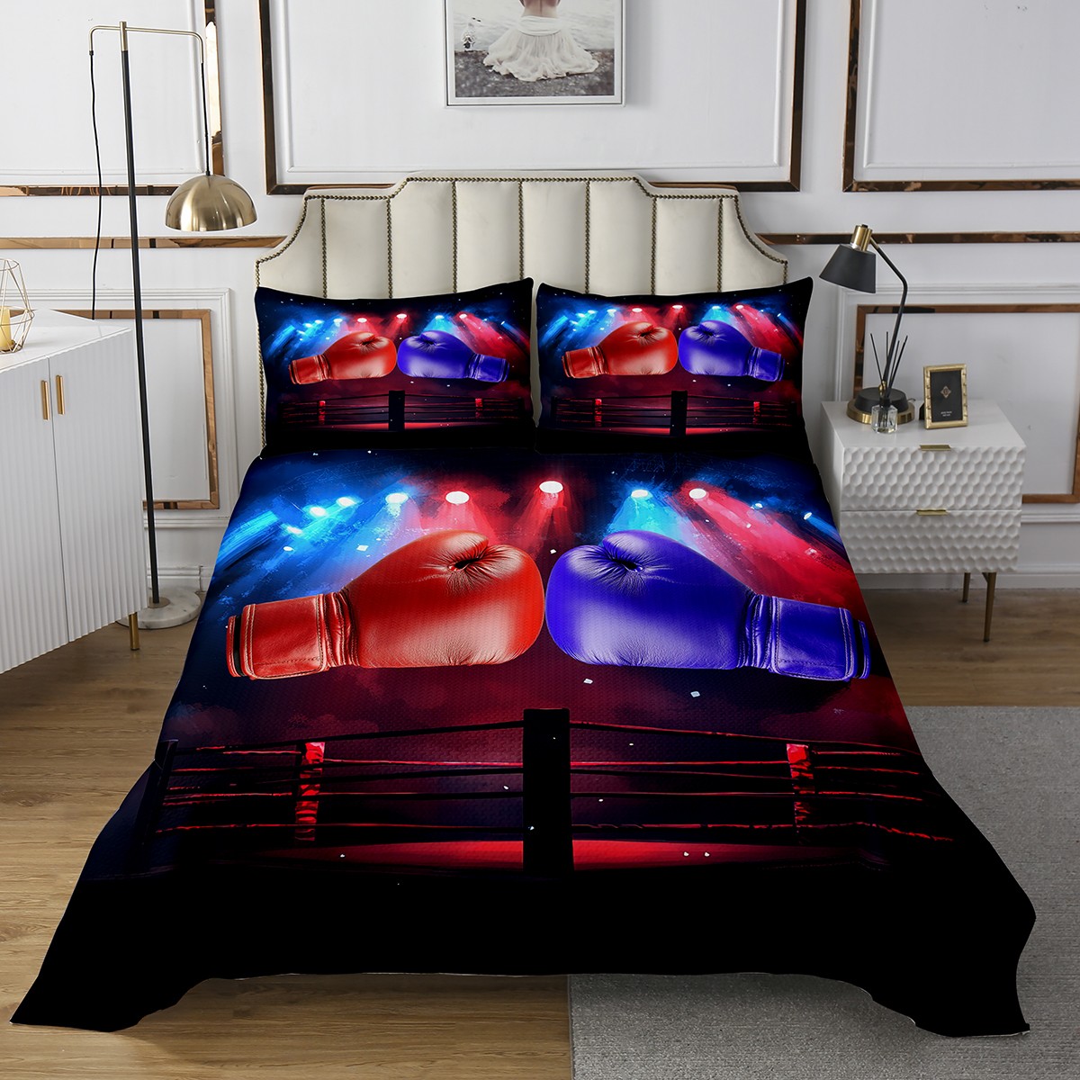 Teens Boxing Quilt Set Twin Size,Sports Games Theme Lightweight ...