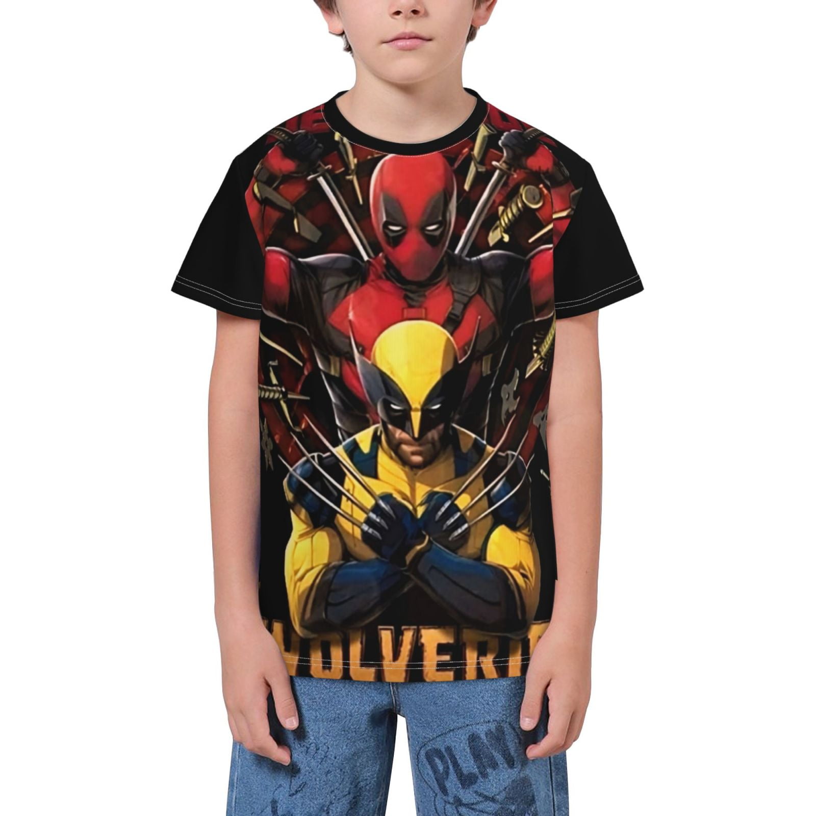 Teens Boys Shirts DEADPOOL WOLVERINE Graphic Tee Shirt with Short Sleeve for Kids 6-16 Years ...