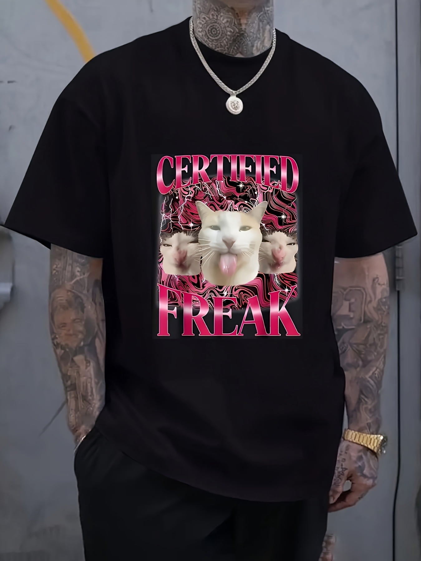 Teens Funny Meme T-Shirt - Freak Funny Cat Meme Print with Pink Viral ...