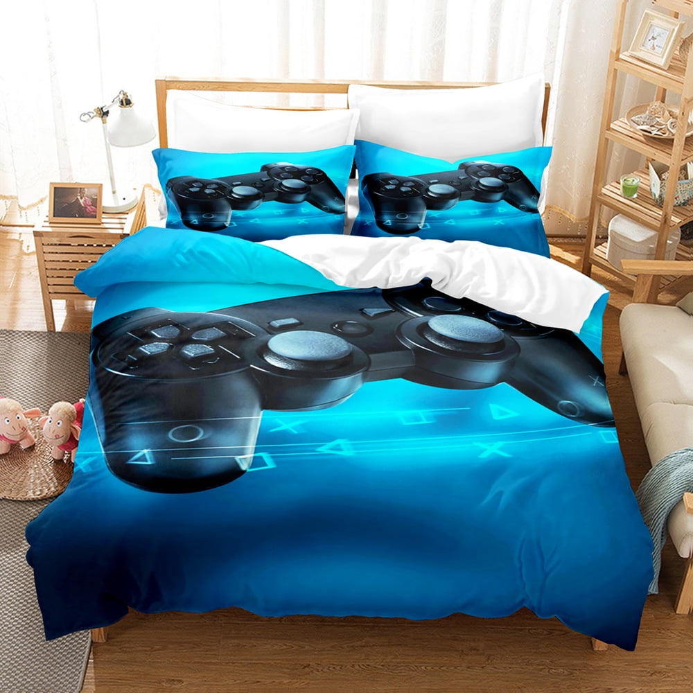 Teens Gamepad Bedding Set, Modern Gamer Down Comforter Full Size for Kids Boys Children Youth ...