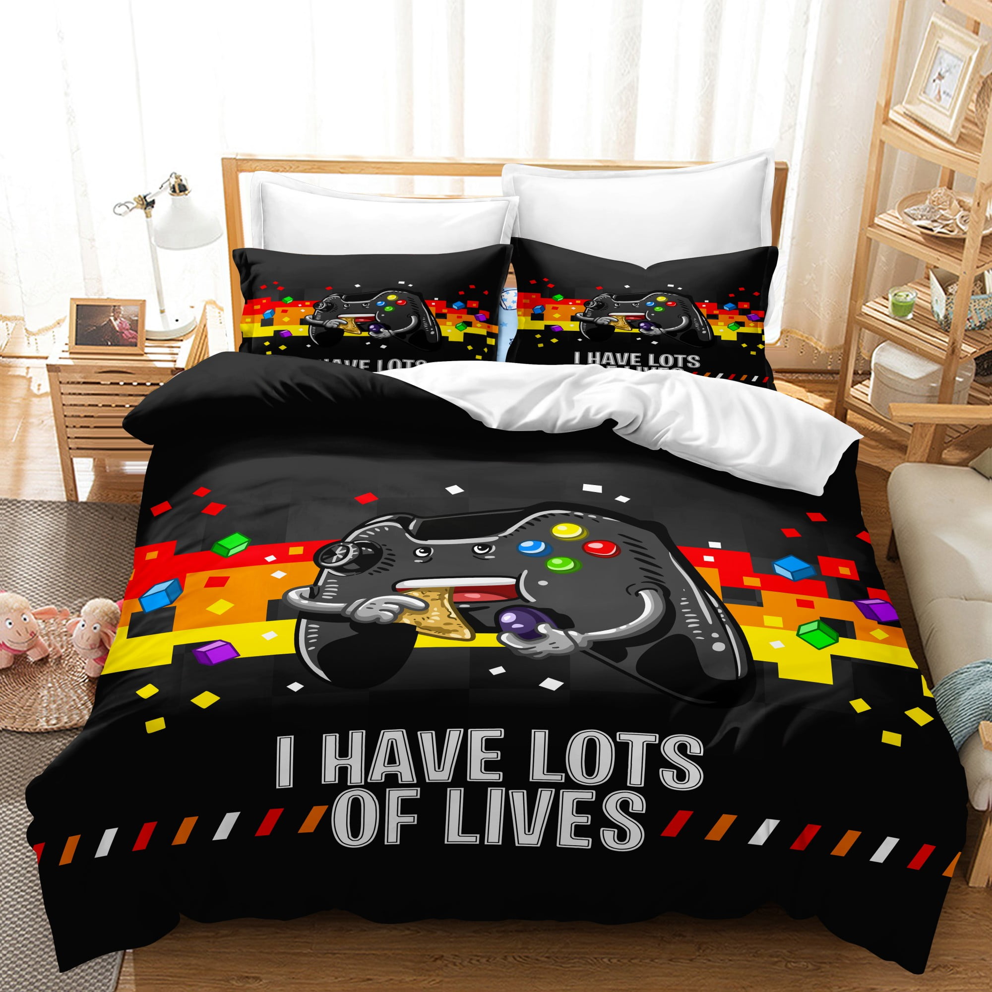 Teens Gamepad Bedding Set, Modern Gamer Down Comforter for Kids Boys Children Youth, Video Game ...