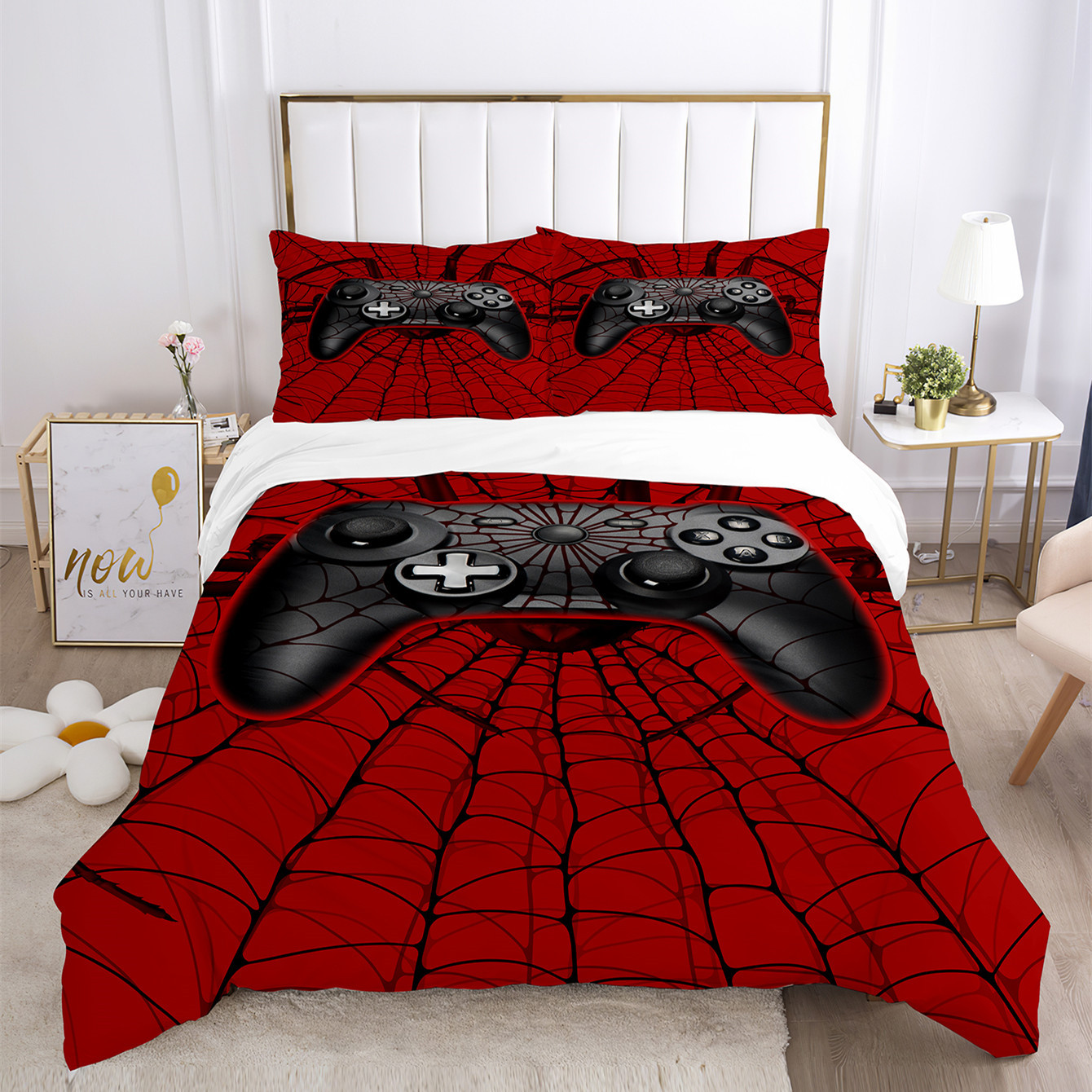 Teens Gamepad Duvet Cover Modern Gamer Comforter Cover Queen Size for ...