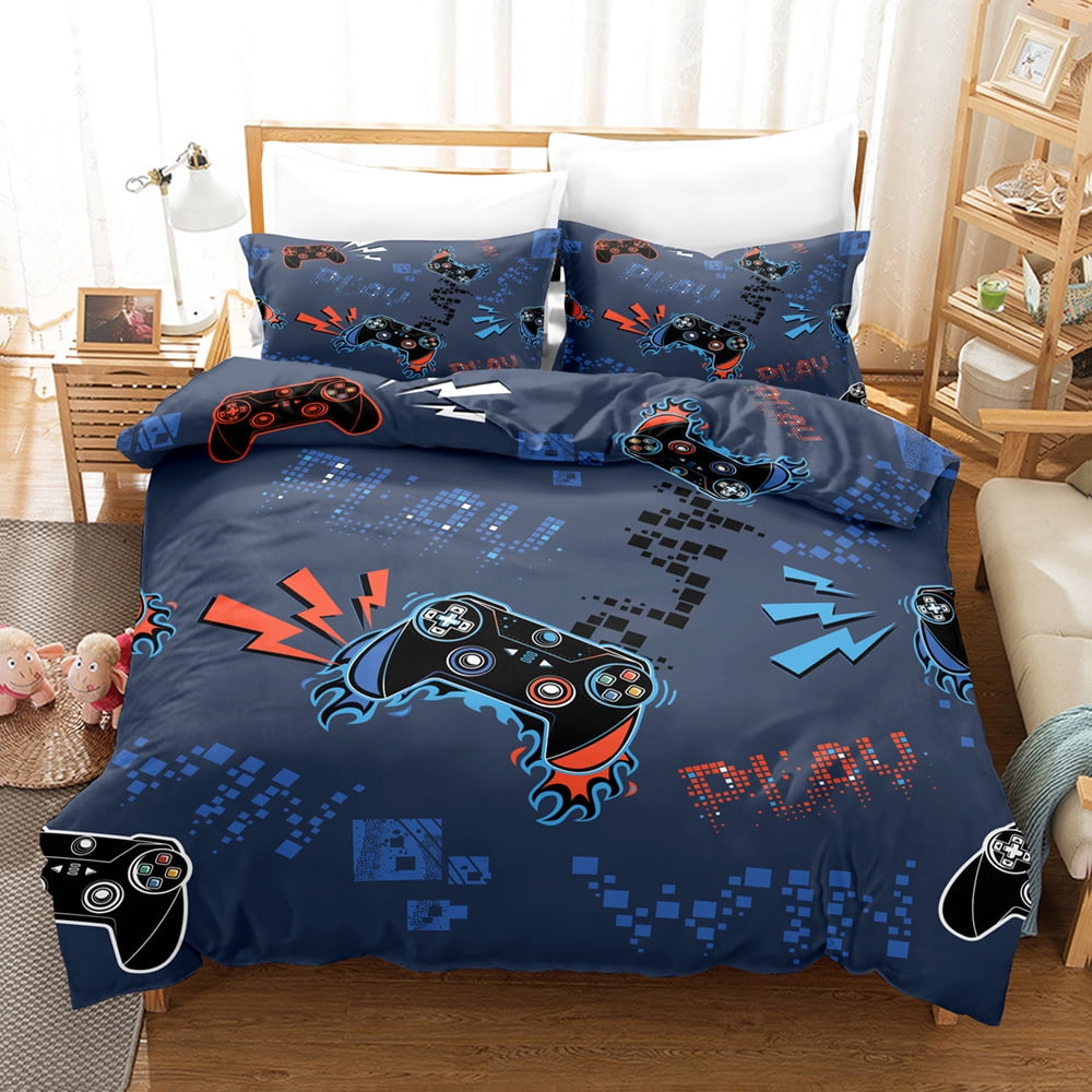 Teens Gaming Duvet Cover Set - Modern Video Gamepad Controller Bedding ...
