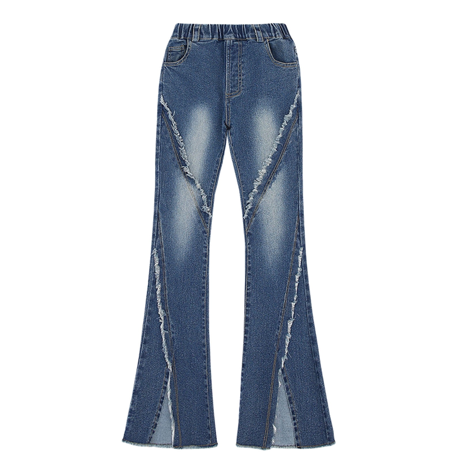 Teens Girls Bell Bottom Jeans Casual Vintage Split Hem Flare Jeans ...