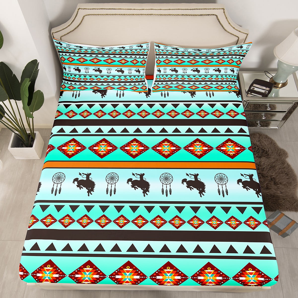 Teens Southwest Indian Bedding Set, Western Cowboys Bed Sheets Rustic ...
