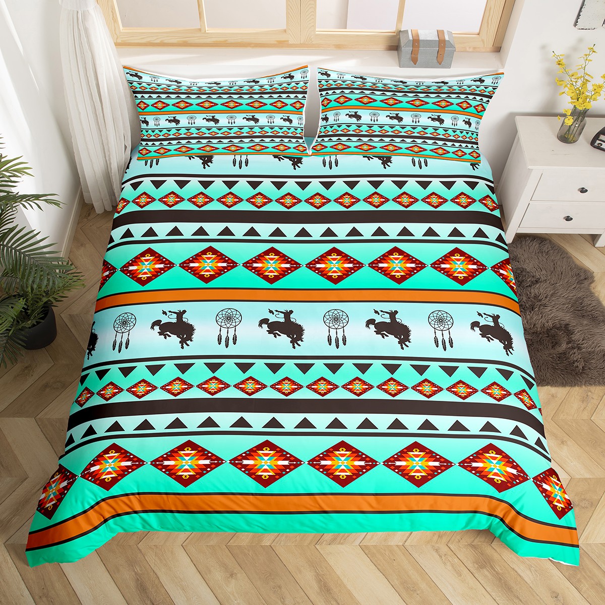 Teens Southwest Indian Bedding Set, Western Cowboys Comforter Cover ...