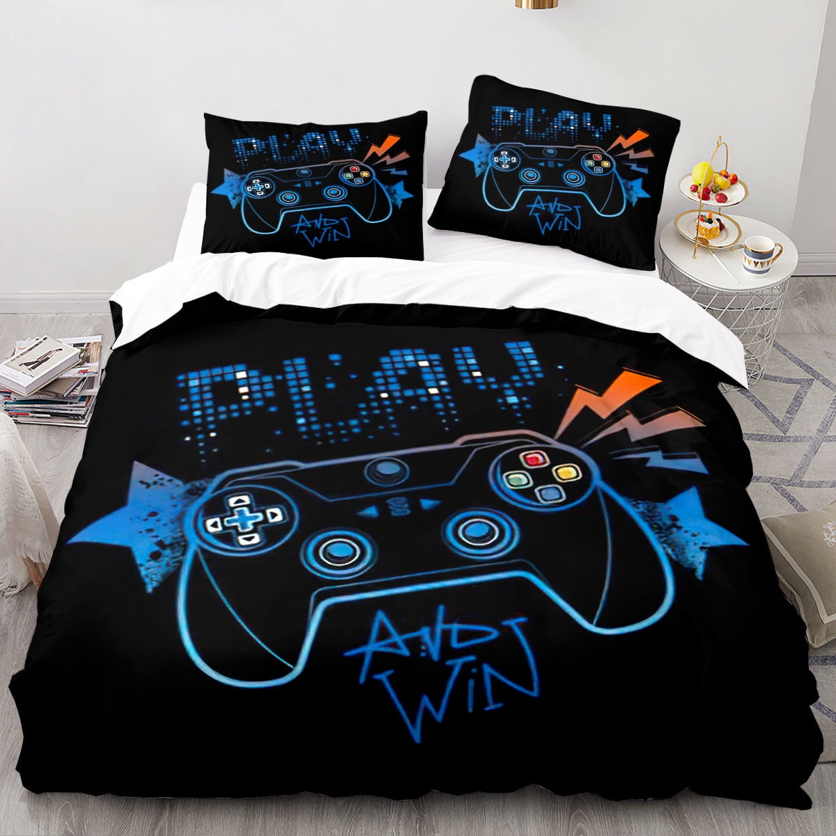 Teens Video Games Bedding Sets Gamer Gamepad Duvet Cover Set,Kids Boys Music Themed Comforter ...