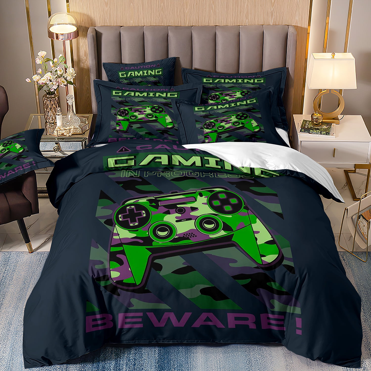 Teens Video Games Bedding Sets Gamer Gamepad Duvet Cover Set,Kids Boys Music Themed Comforter ...