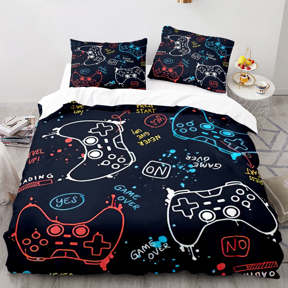 Teens Video Games Bedding Sets Gamer Gamepad Duvet Cover Set,Kids Boys Music Themed Comforter ...
